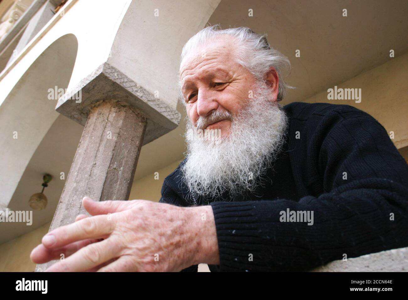 Elderly monk at an Orthodox monastery in Romania Stock Photo - Alamy