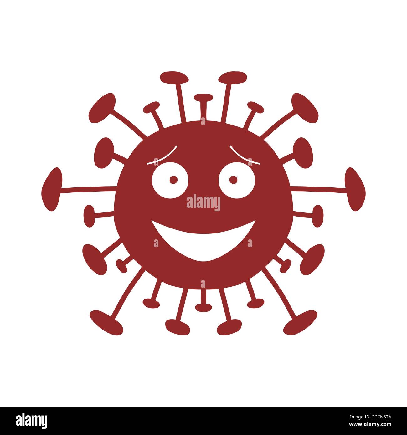 Cute hand drawn coronavirus bacteria with face. Isolated bacteria on ...