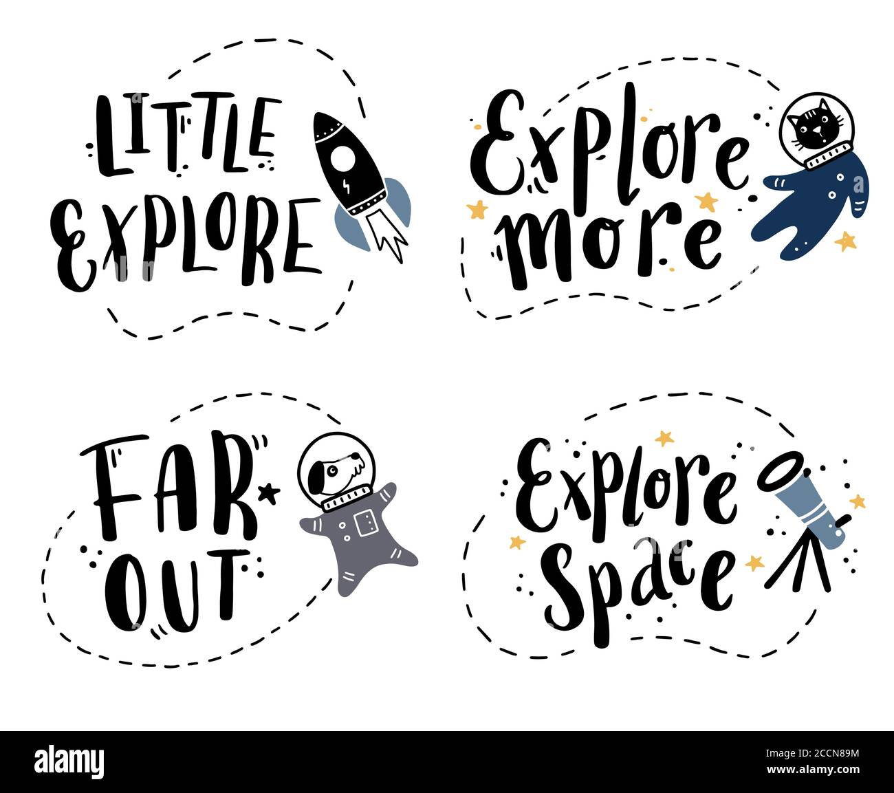 Cute hand drawn lettering space and galaxy quote with star elements ...