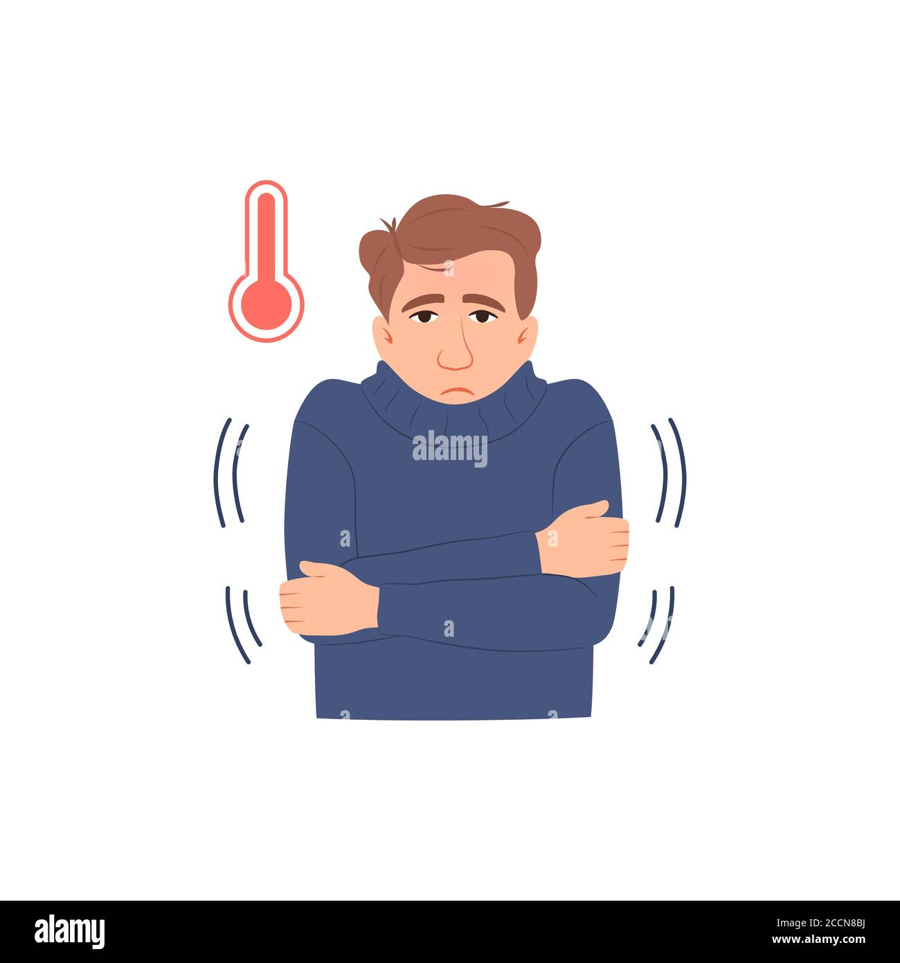 Man in fever with high temperature sign. Flu virus Stock Vector Image ...