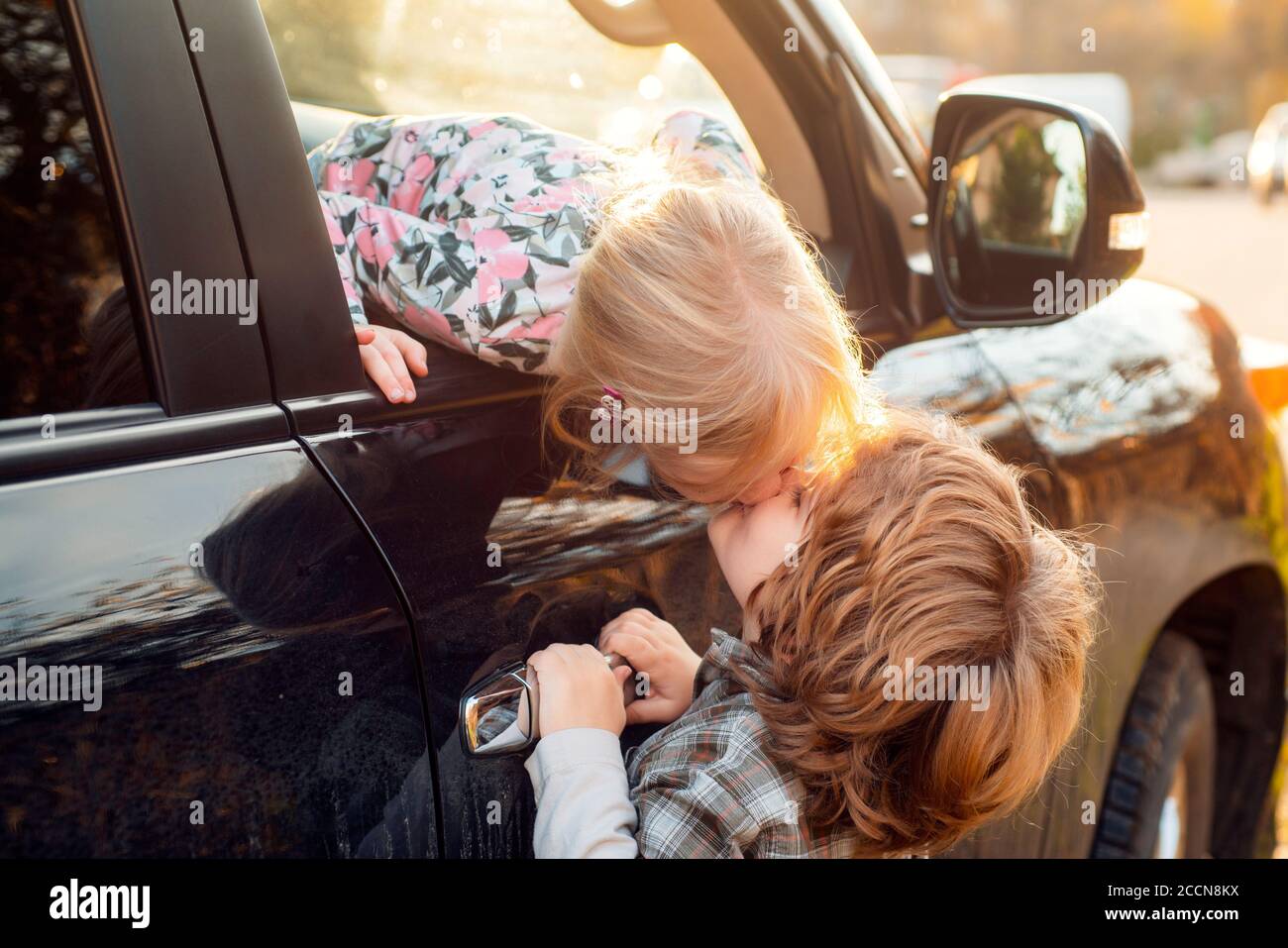 Kids love. Child friendship and kindness. Goodbye Stock Photo - Alamy