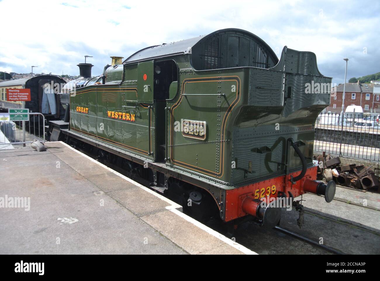 Steam Locomotive 5239 Goliath in a siding at Paignton Railway Station ...