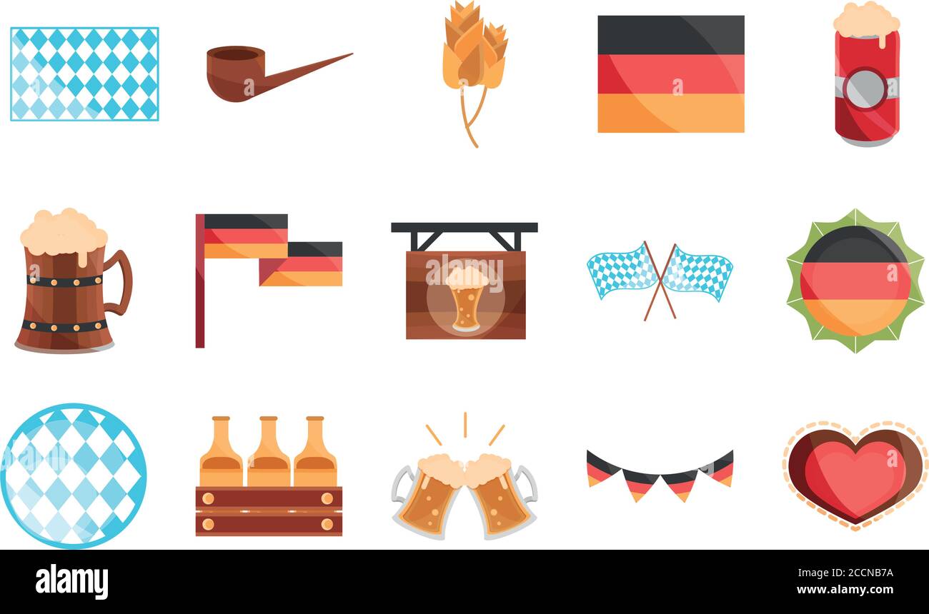 oktoberfest beer festival, celebration german traditional flat icons ...