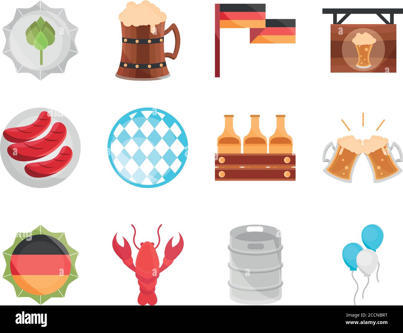 oktoberfest beer festival, celebration german traditional flat icons ...