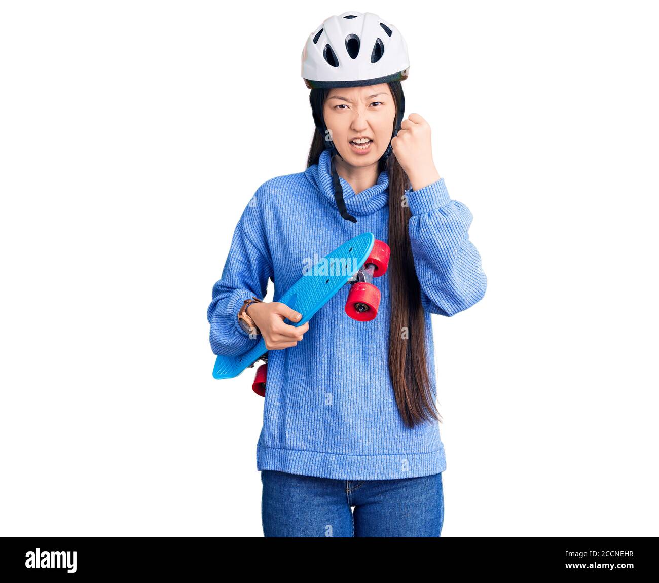 Woman wearing helmet stress hi-res stock photography and images - Alamy
