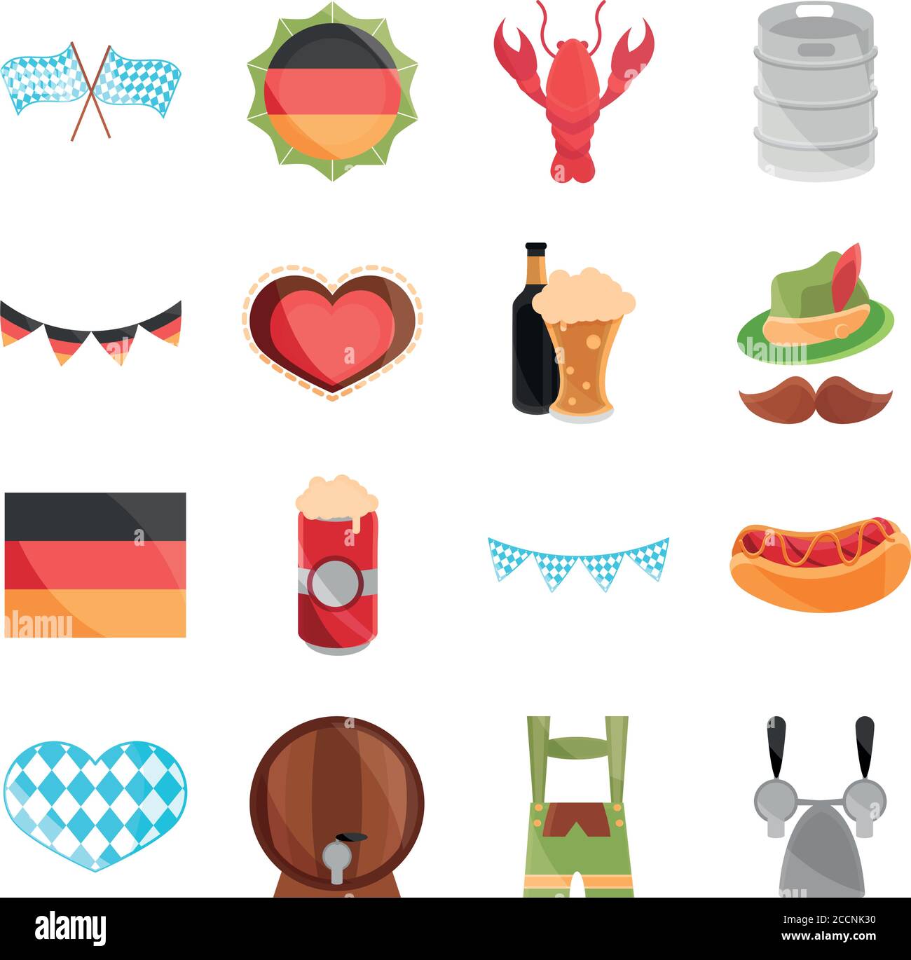 oktoberfest beer festival, celebration german traditional flat icons ...