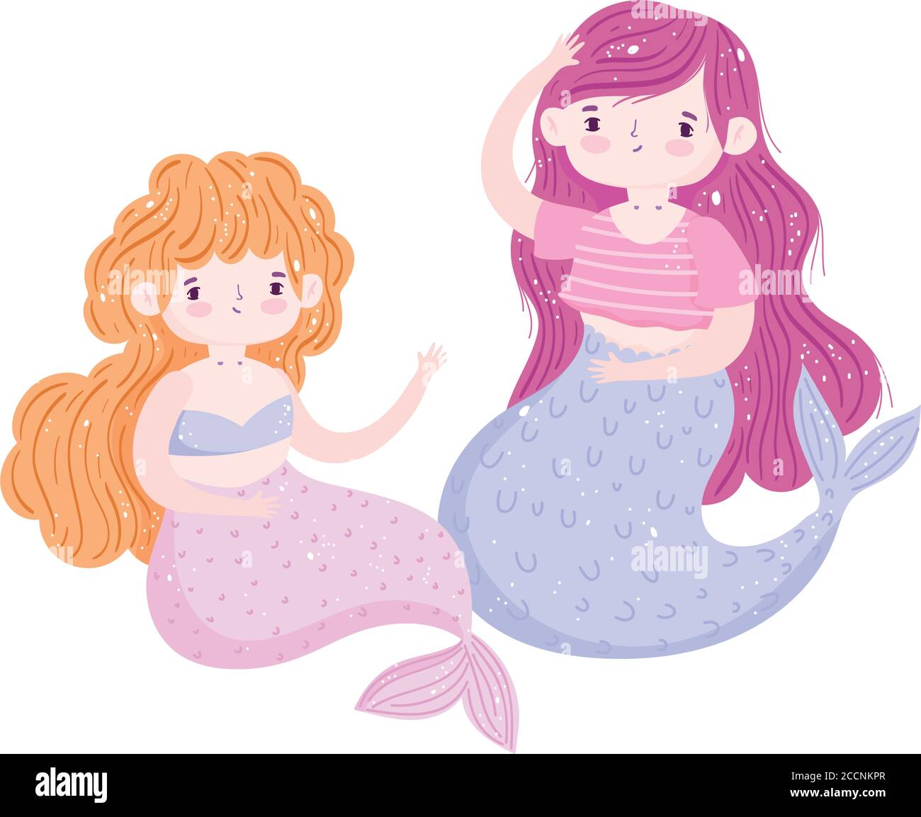 cute little mermaids decoration cartoon isolated icon design vector ...