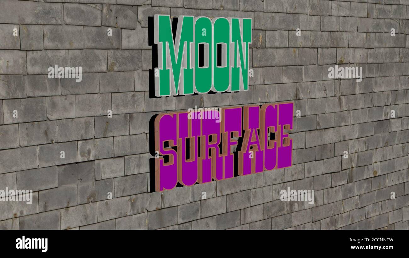 moon surface text on textured wall, 3D illustration Stock Photo - Alamy