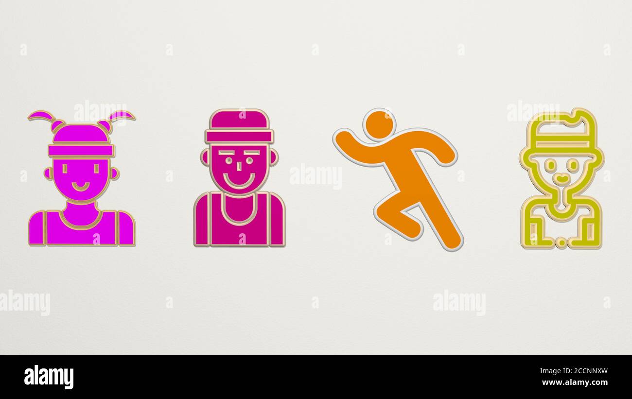 runner 4 icons set, 3D illustration Stock Photo - Alamy