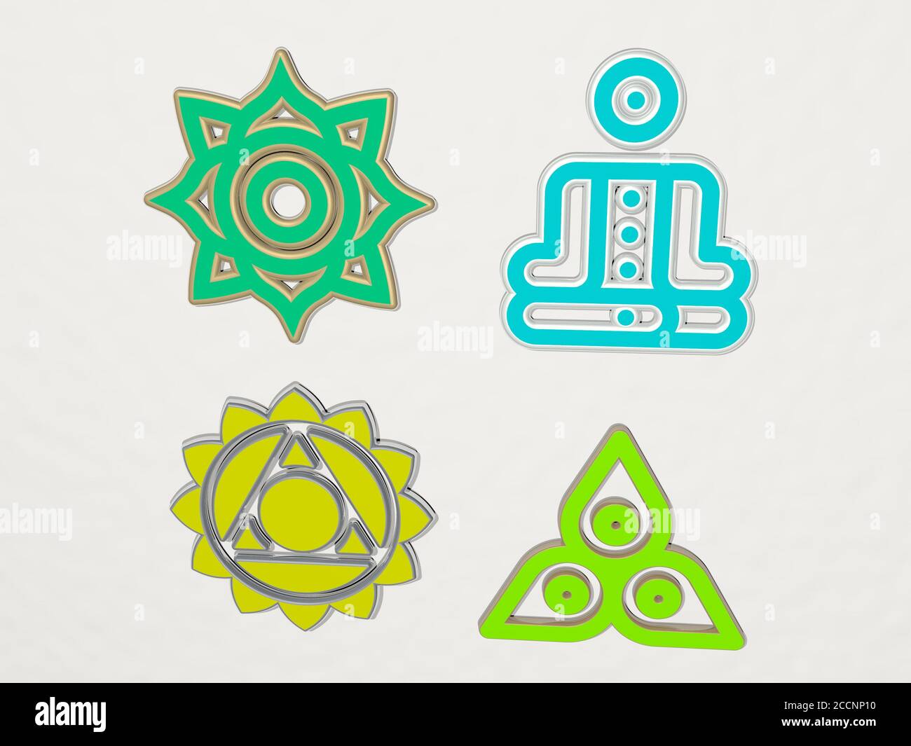 CHAKRA 4 icons set, 3D illustration Stock Photo - Alamy