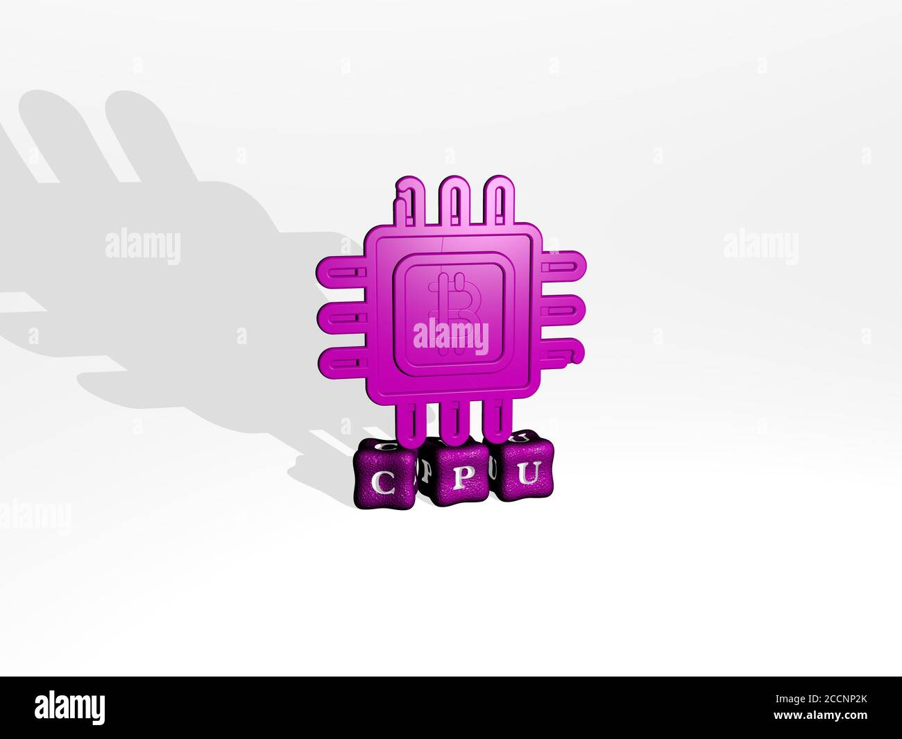 CPU 3D icon on cubic text, 3D illustration Stock Photo - Alamy