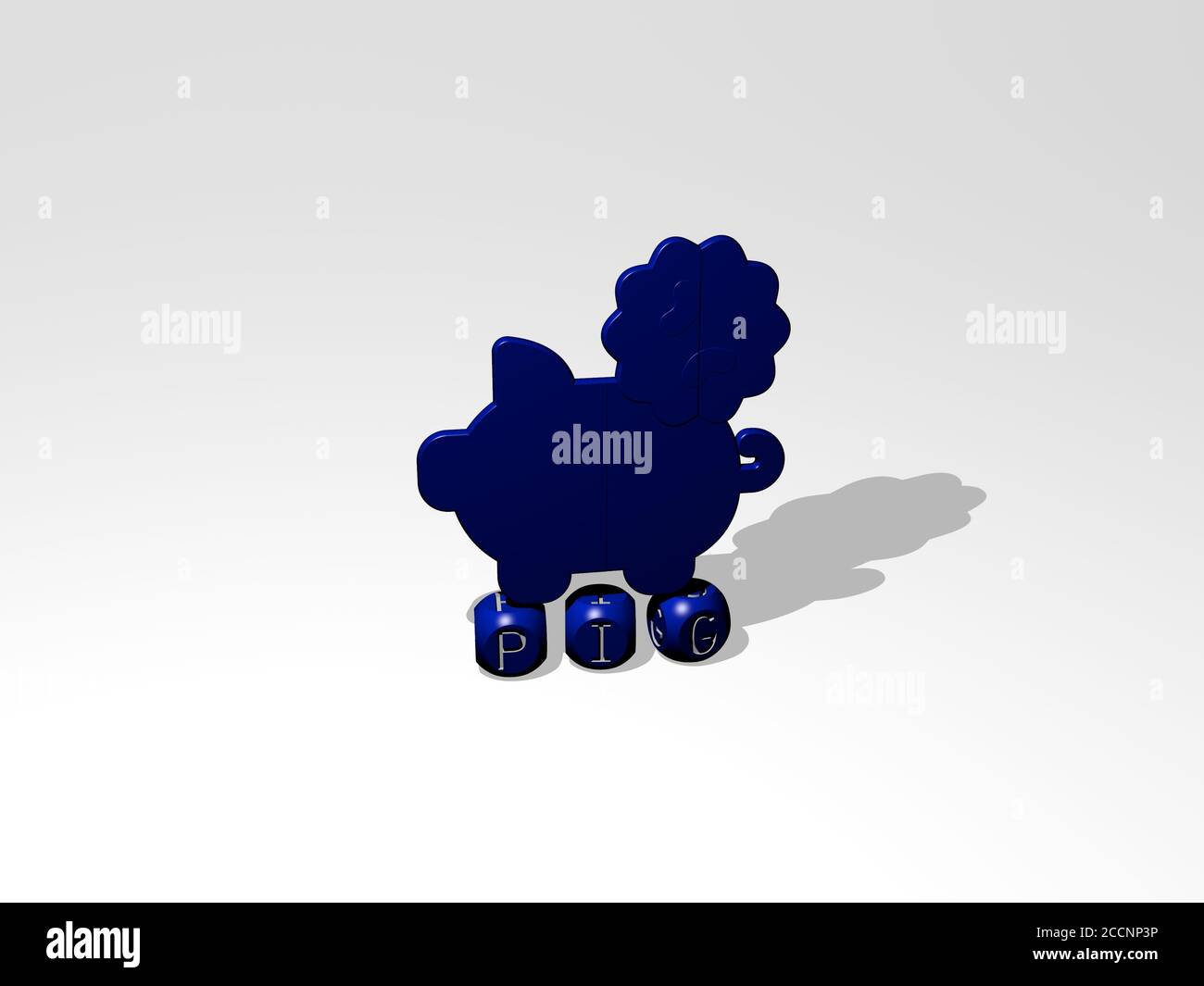 pig 3D icon over cubic letters, 3D illustration Stock Photo - Alamy