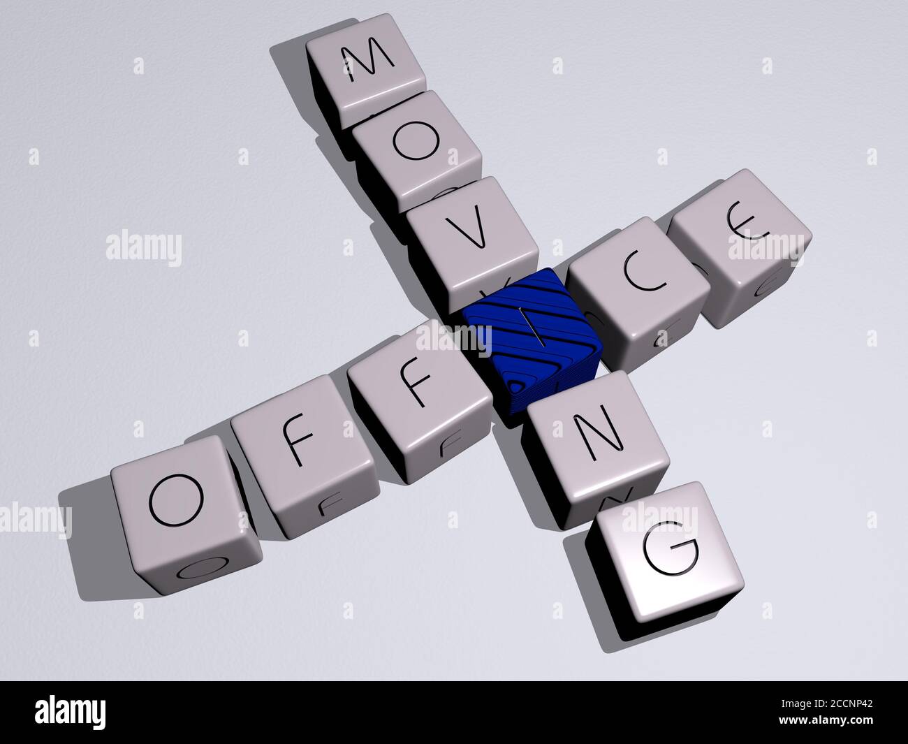 office moving crossword by cubic dice letters, 3D illustration Stock ...