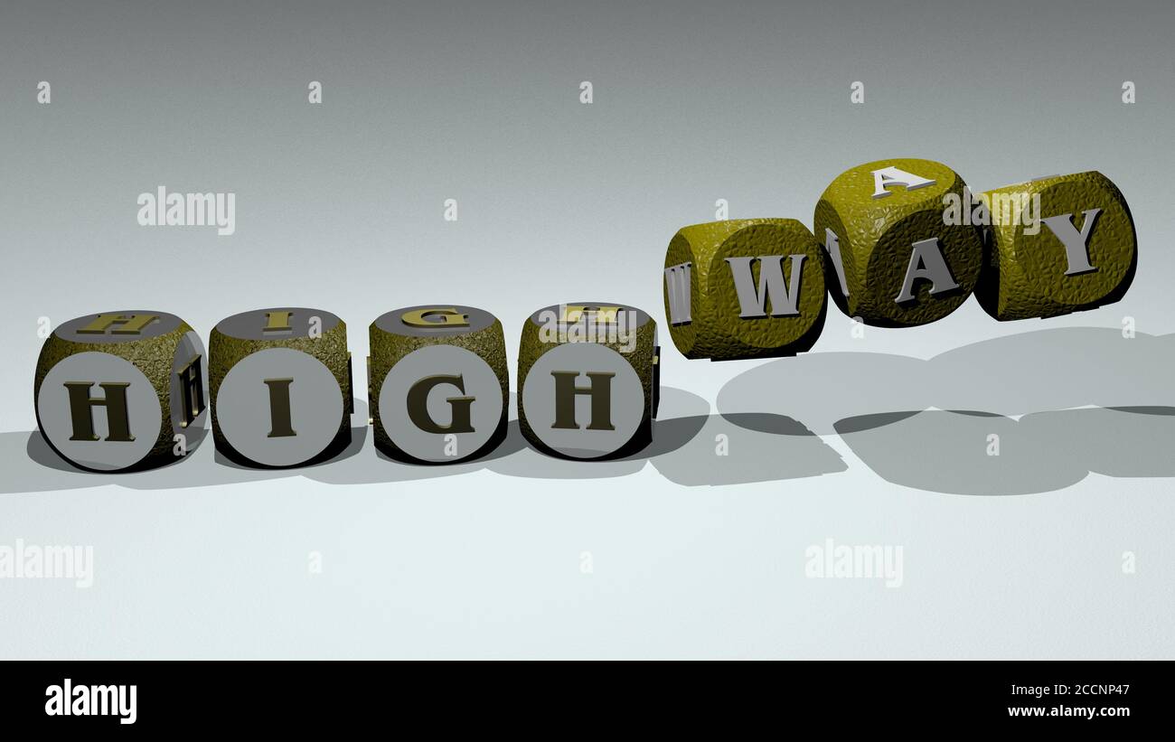 HIGHWAY text by dancing dice letters, 3D illustration Stock Photo - Alamy