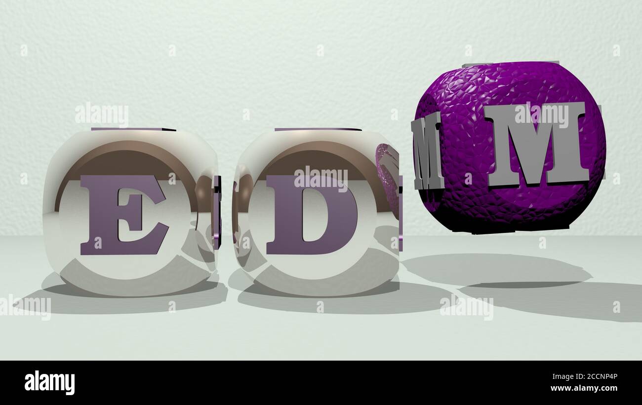 edm dancing cubic letters, 3D illustration Stock Photo - Alamy