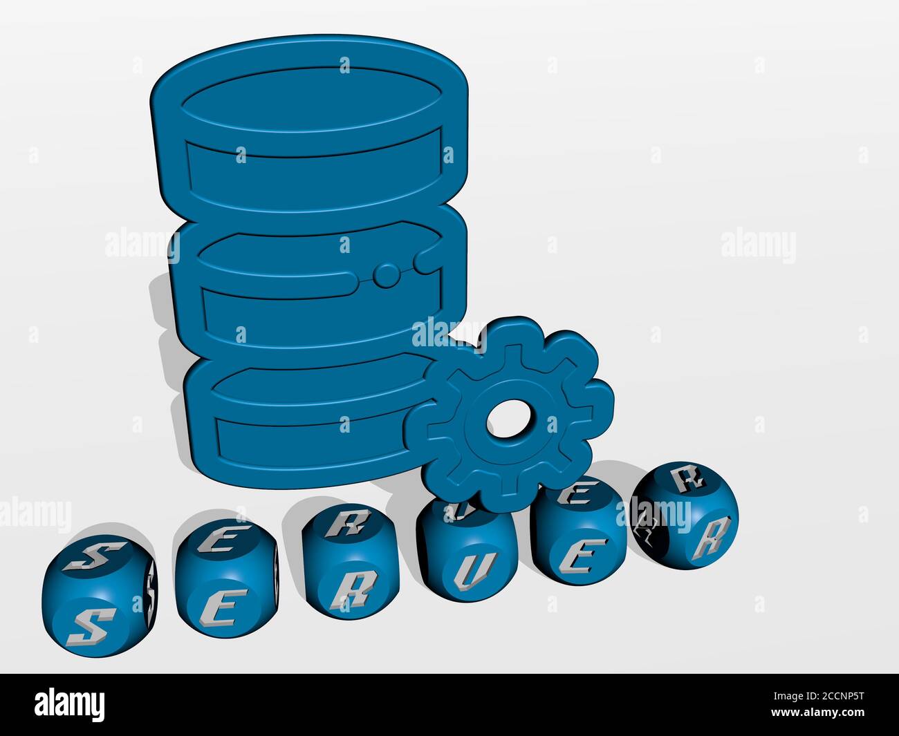 server cubic letters with 3D icon on the top, 3D illustration Stock ...
