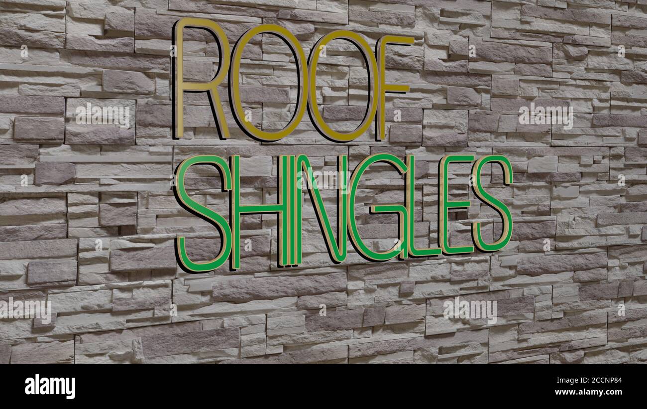 ROOF SHINGLES text on textured wall, 3D illustration Stock Photo - Alamy
