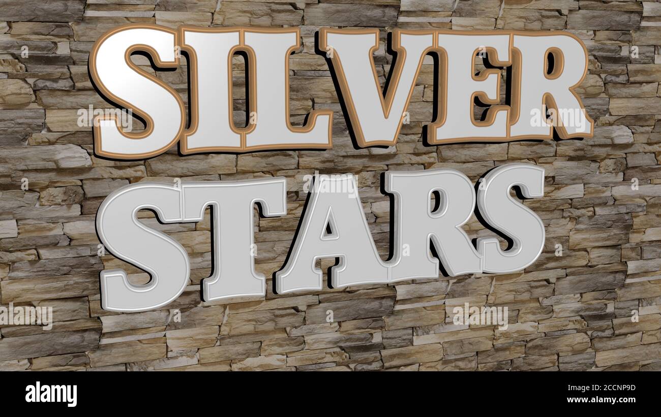 SILVER STARS text on textured wall, 3D illustration Stock Photo - Alamy
