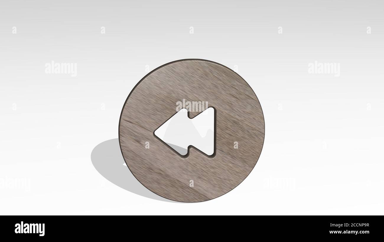 button rewind 3D icon standing on the floor, 3D illustration Stock ...