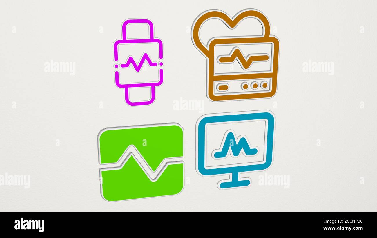 PULSE colorful set of icons, 3D illustration Stock Photo - Alamy