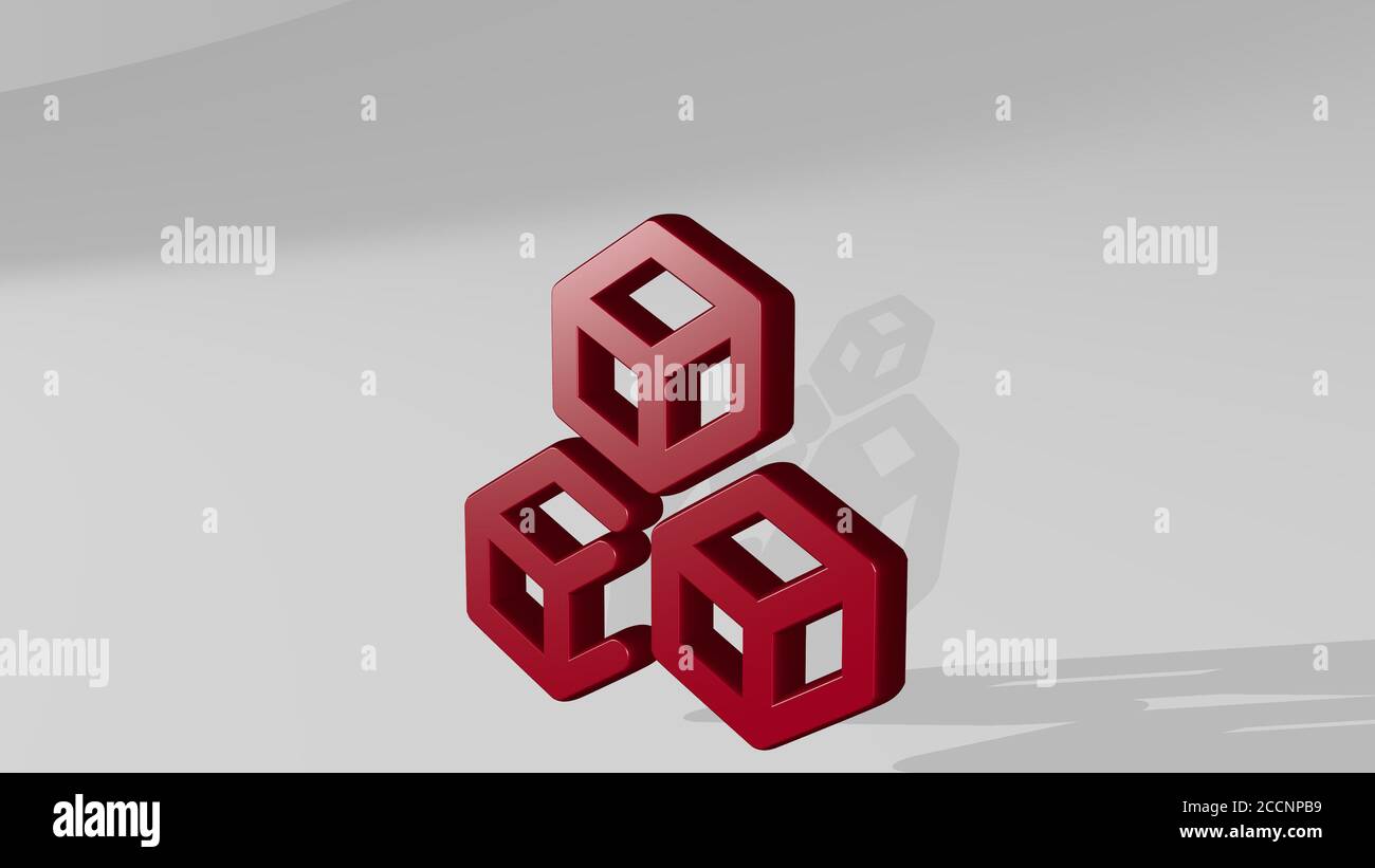 MODULE THREE 3D icon casting shadow, 3D illustration Stock Photo - Alamy