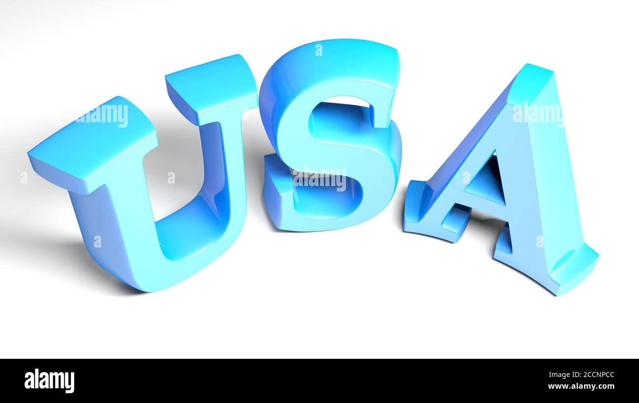 USA blue write on white background - 3D illustration Stock Photo - Alamy