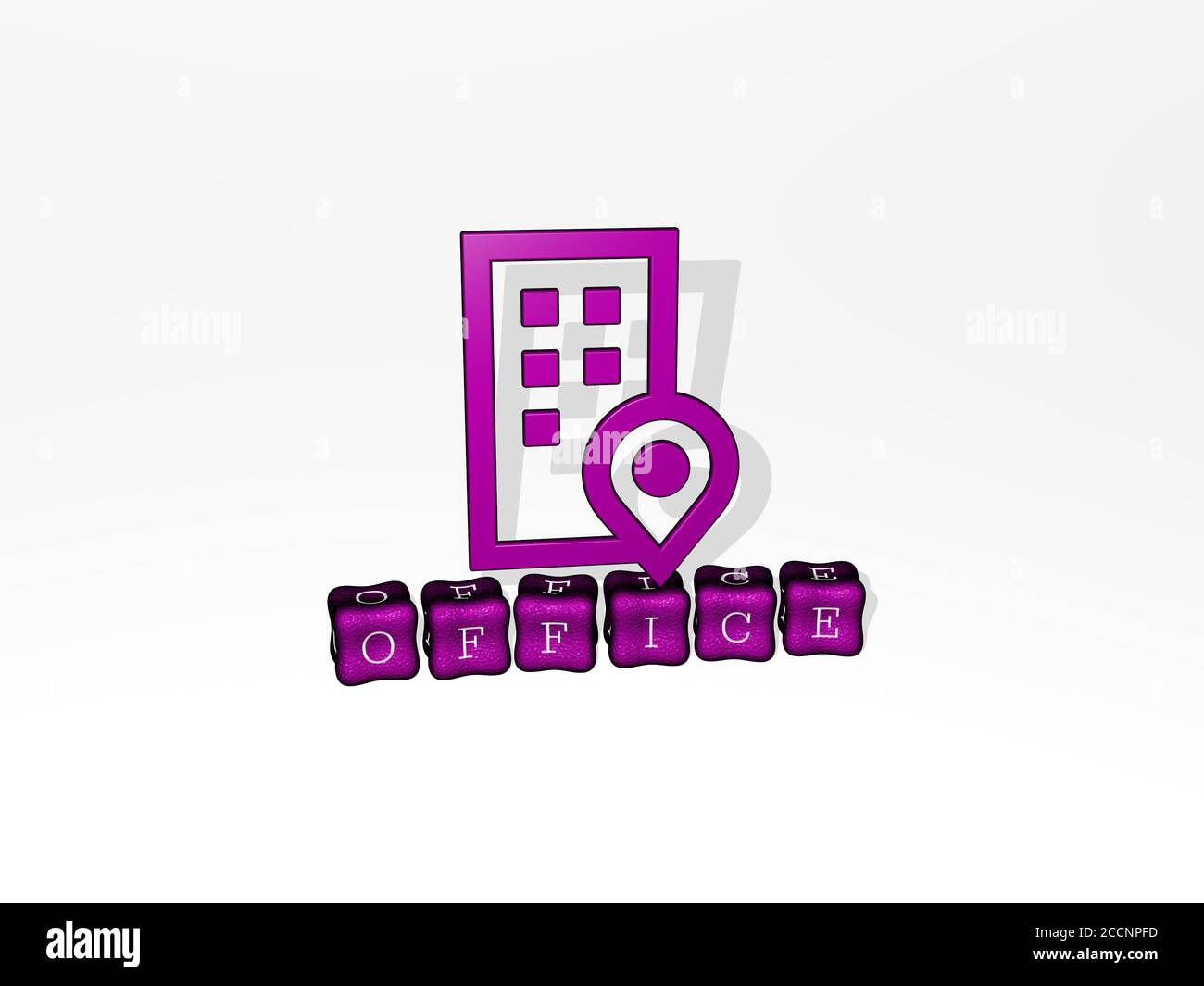 office 3D icon on cubic text, 3D illustration Stock Photo - Alamy
