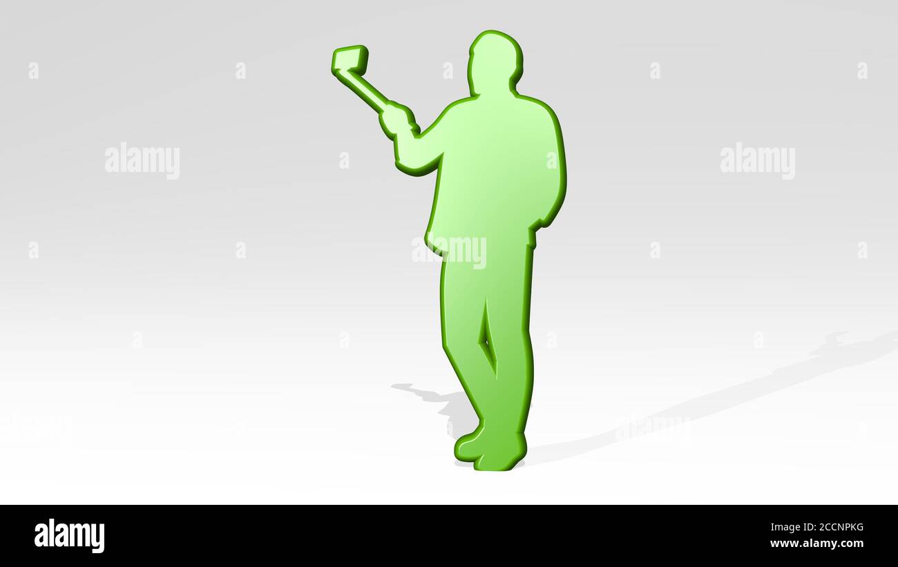 MAN TAKING SELFIE 3D icon casting shadow, 3D illustration Stock Photo ...