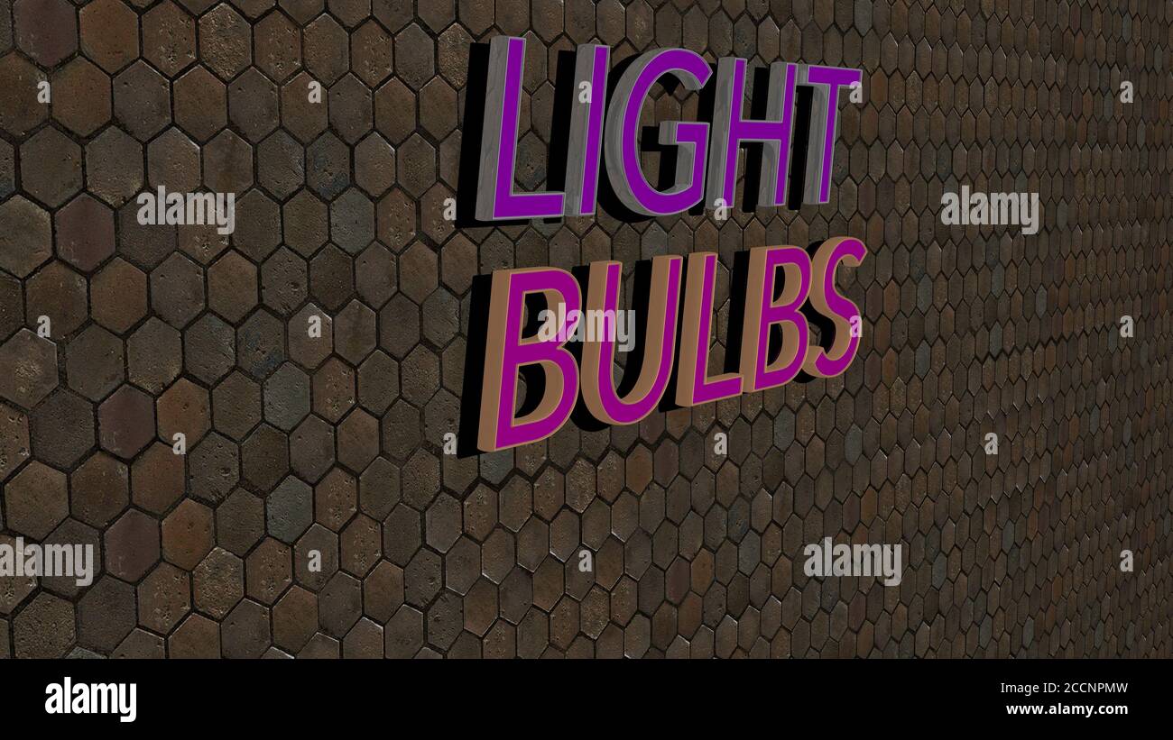 LIGHT BULBS text on textured wall, 3D illustration Stock Photo - Alamy