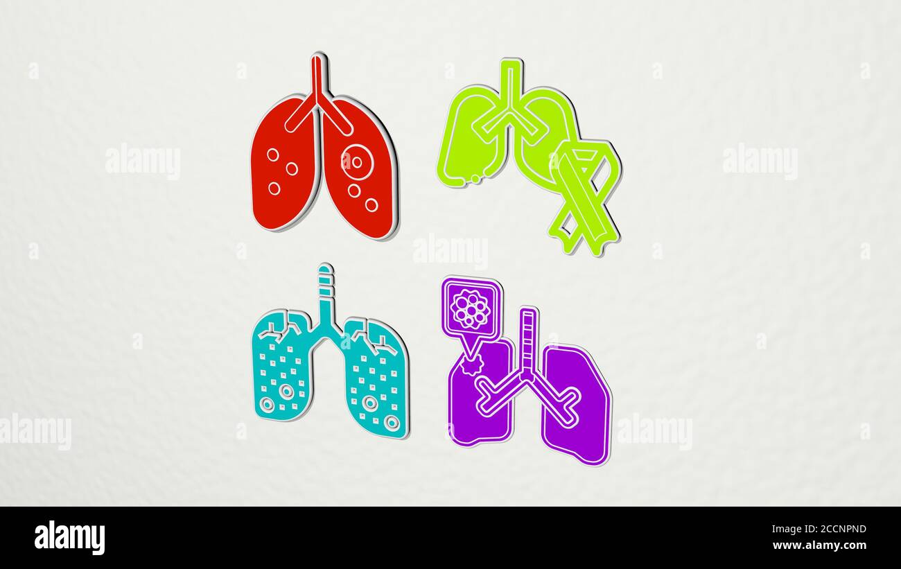 LUNG CANCER colorful set of icons, 3D illustration Stock Photo - Alamy