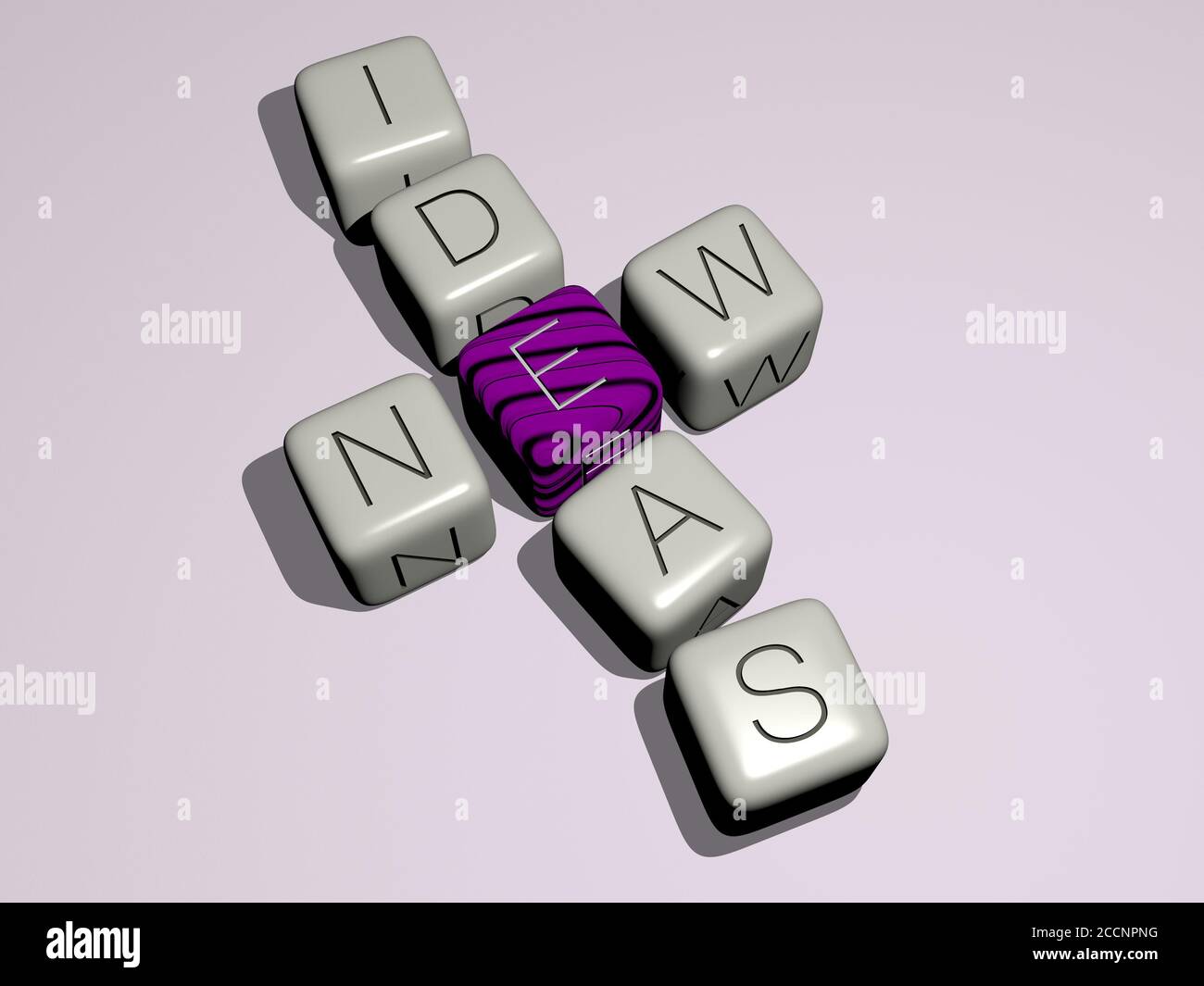 new ideas crossword by cubic dice letters, 3D illustration Stock Photo ...