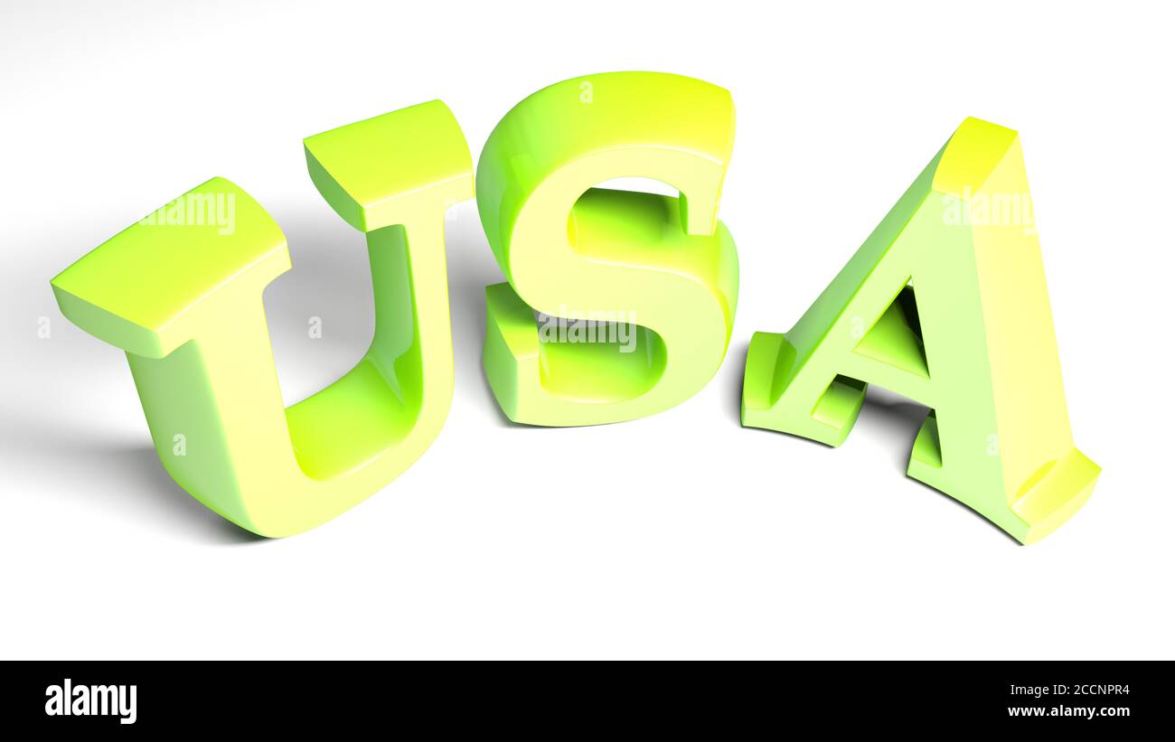 USA green write on white background - 3D illustration Stock Photo - Alamy