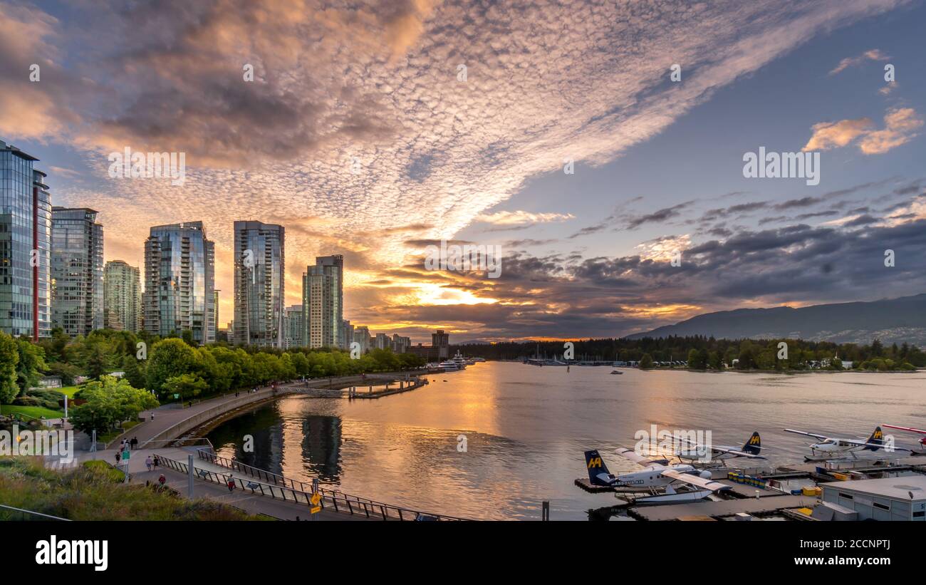 Sunset over the High Rise Condominium Towers in the Coal Harbour ...