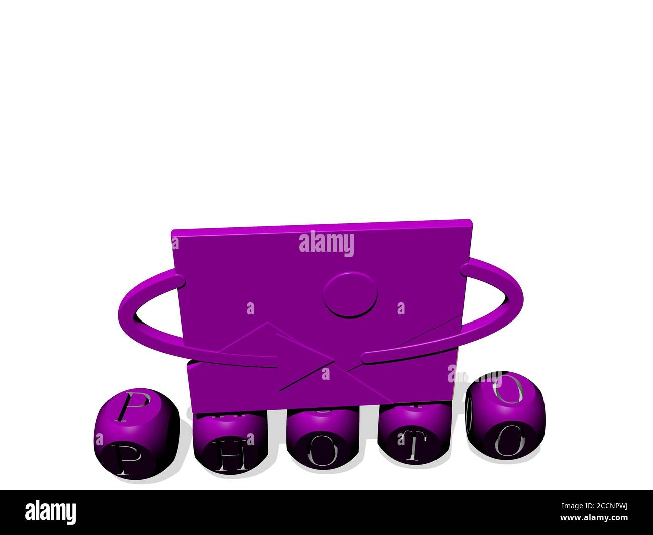 photo cubic letters with 3D icon on the top, 3D illustration Stock ...