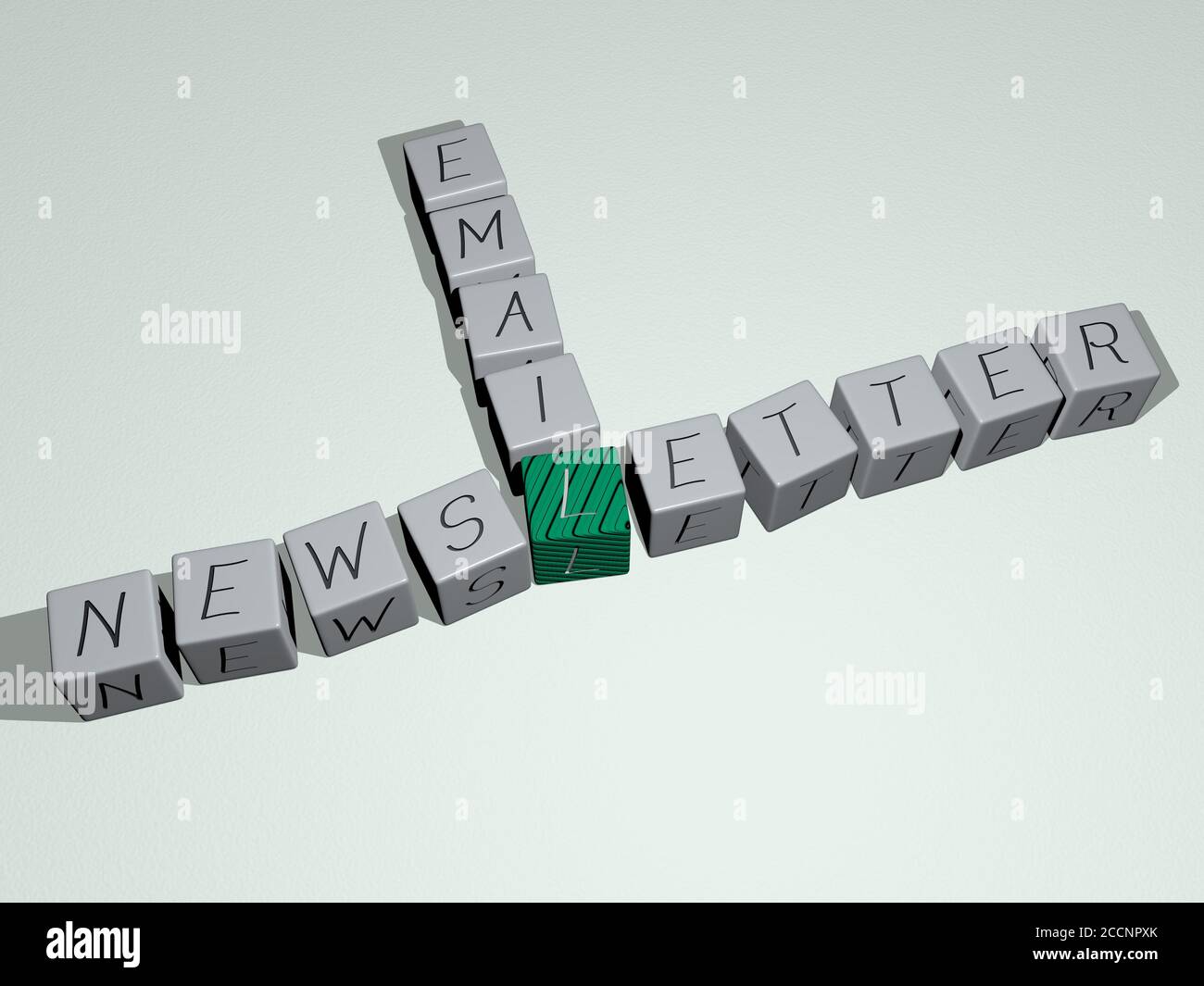 NEWSLETTER EMAIL crossword by cubic dice letters, 3D illustration Stock ...