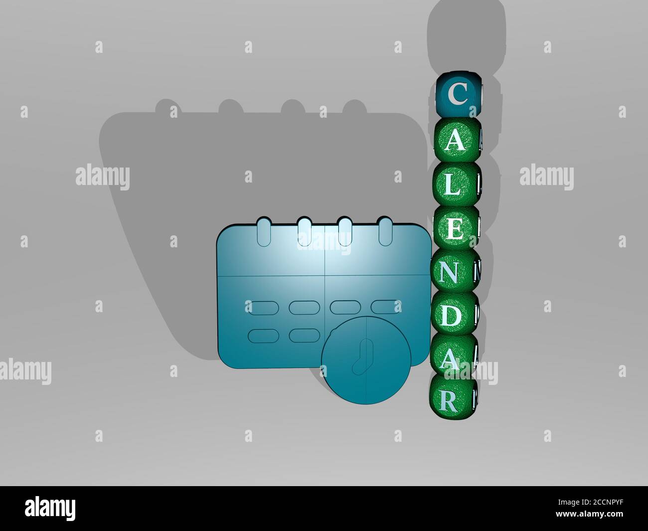 calendar text beside the 3D icon, 3D illustration Stock Photo - Alamy