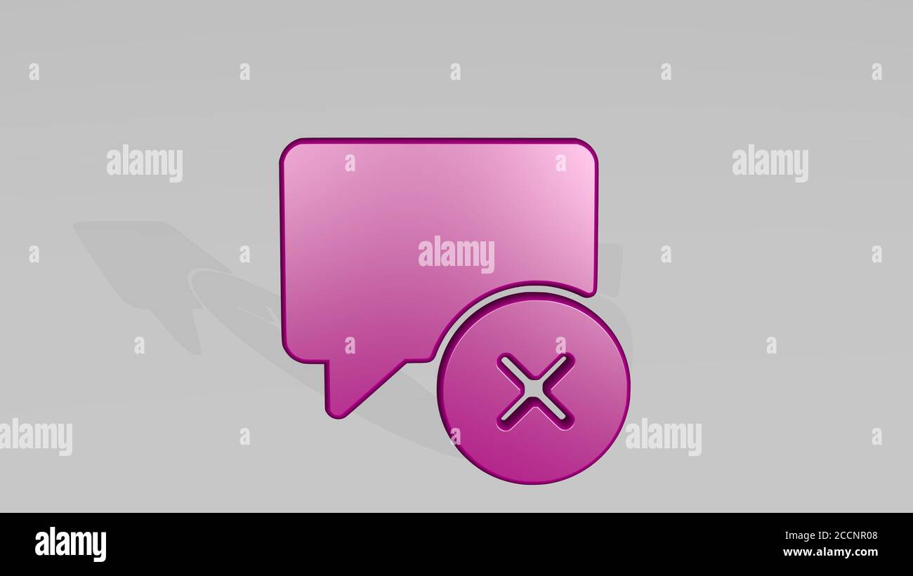 MESSAGES BUBBLE SQUARE REMOVE 3D icon casting shadow, 3D illustration ...