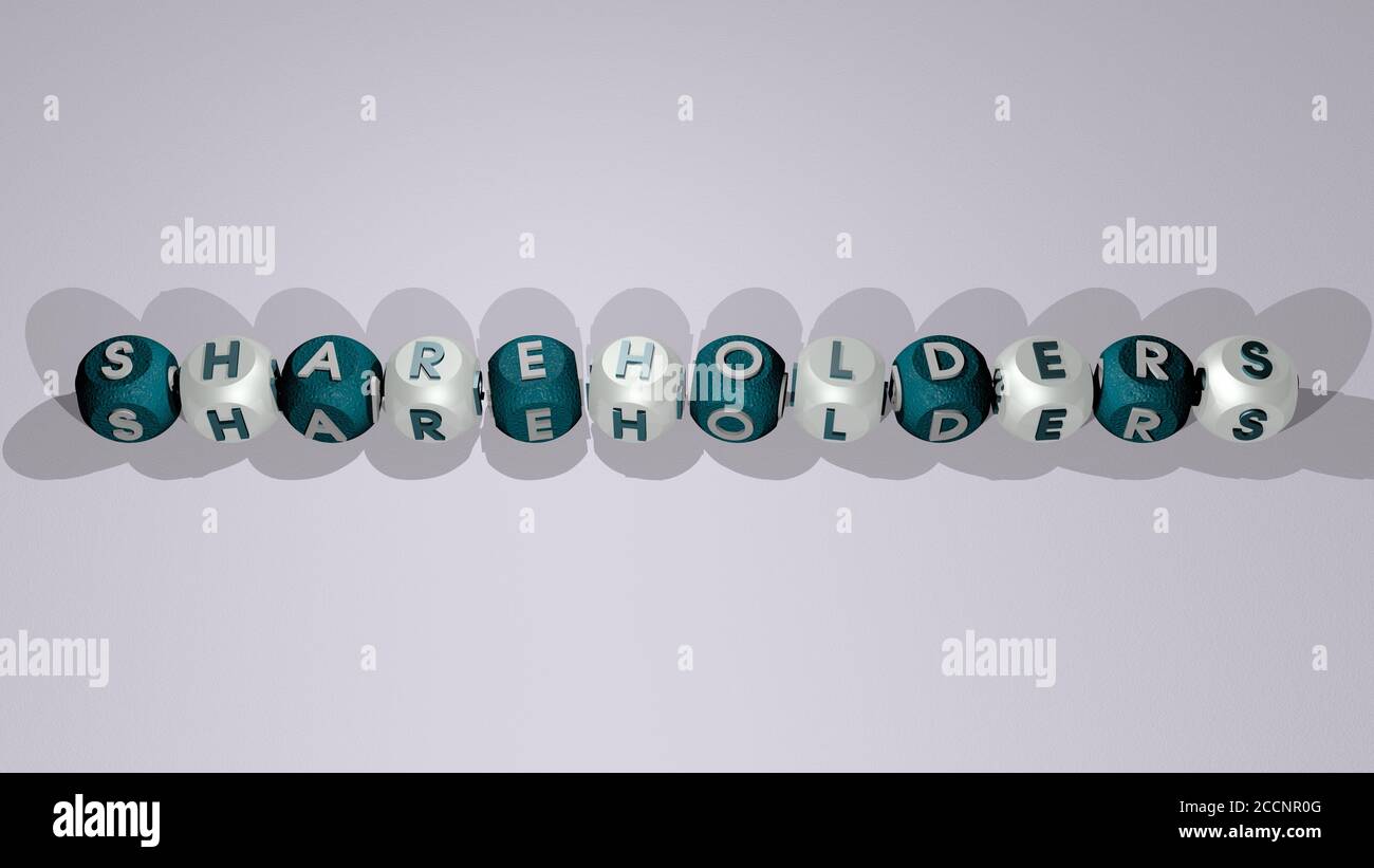 combination of shareholders built by cubic letters from the top ...