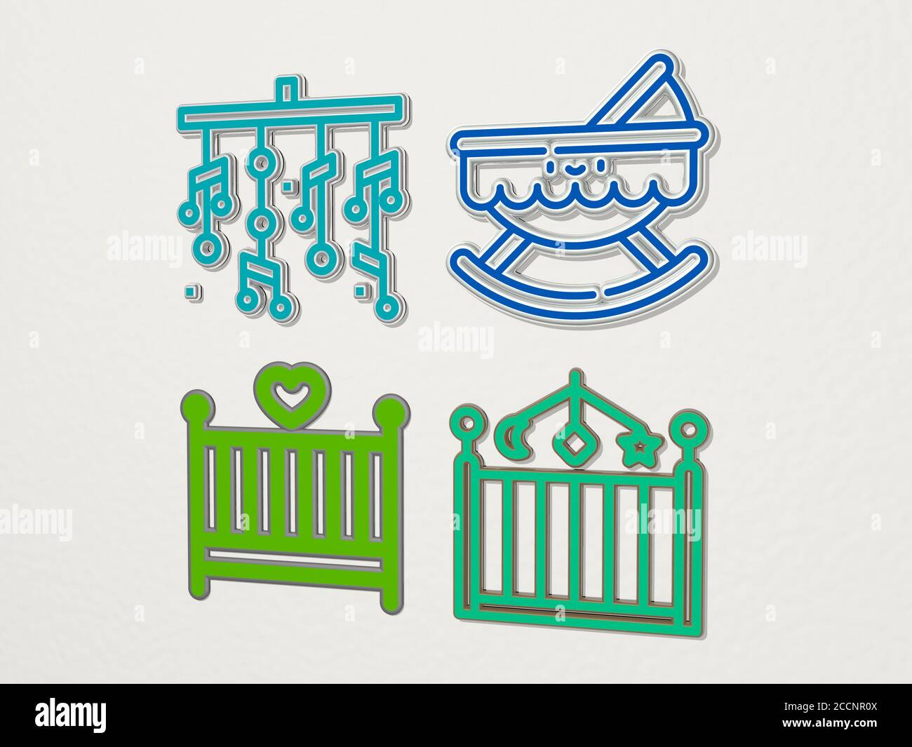 crib 4 icons set, 3D illustration Stock Photo - Alamy