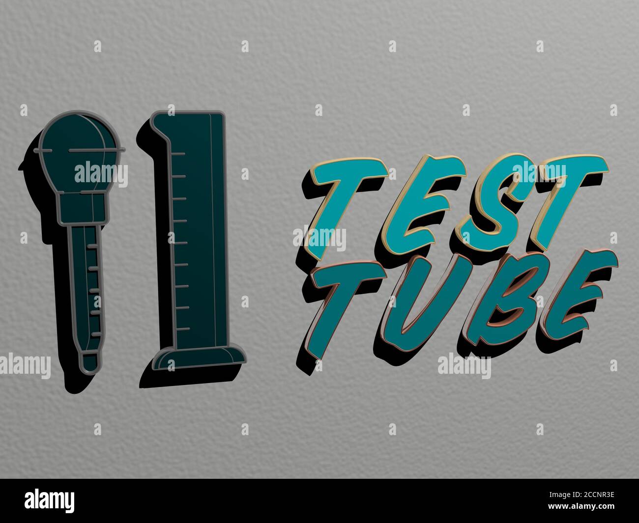 TEST TUBE icon and text on the wall, 3D illustration Stock Photo - Alamy