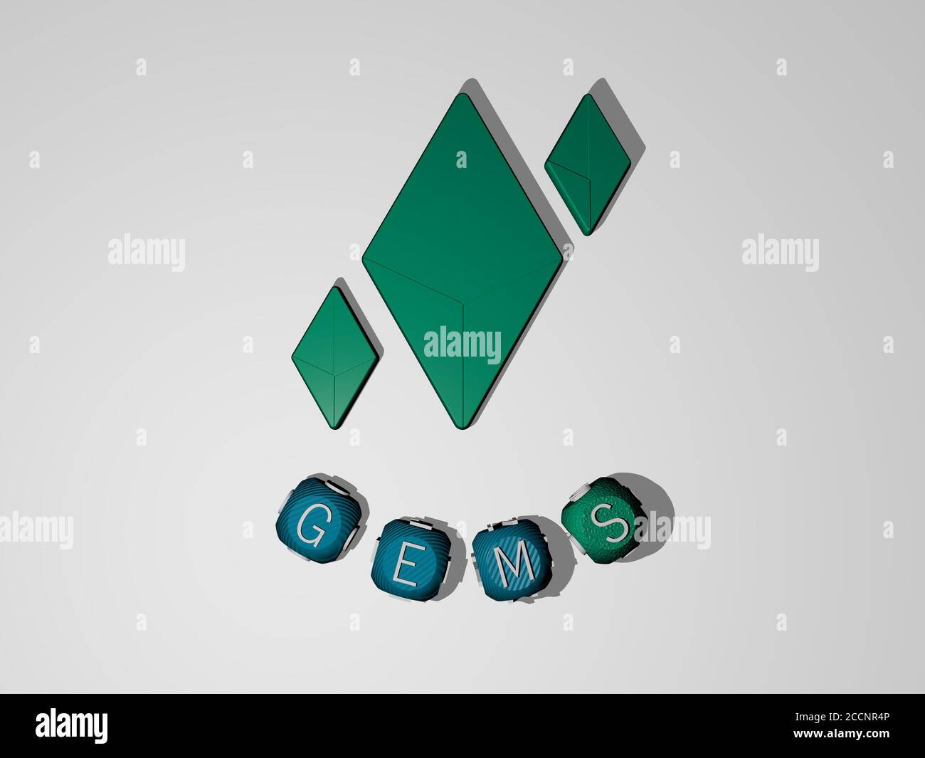 gems text around the 3D icon, 3D illustration Stock Photo - Alamy