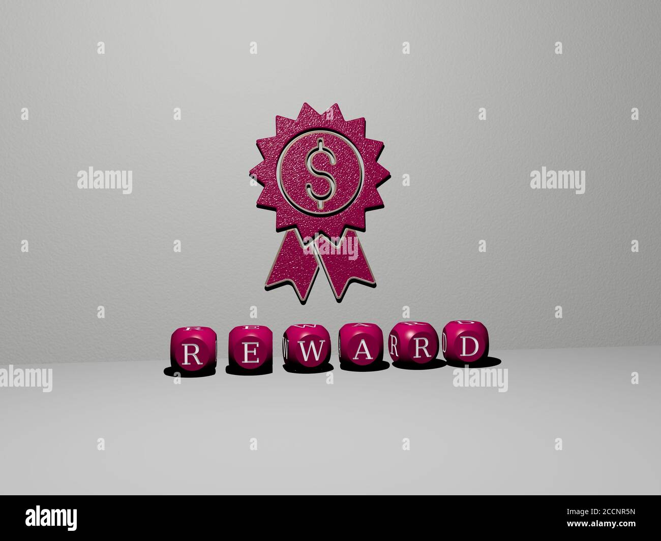 3D graphical image of reward vertically along with text built by ...