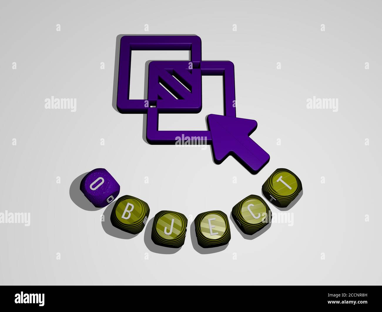 OBJECT text around the 3D icon, 3D illustration Stock Photo - Alamy
