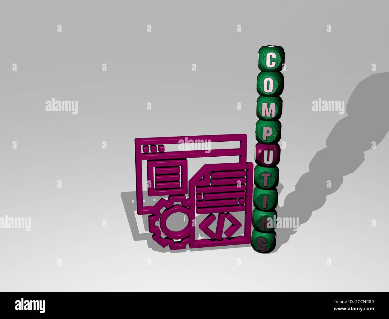 COMPUTING text beside the 3D icon, 3D illustration Stock Photo - Alamy