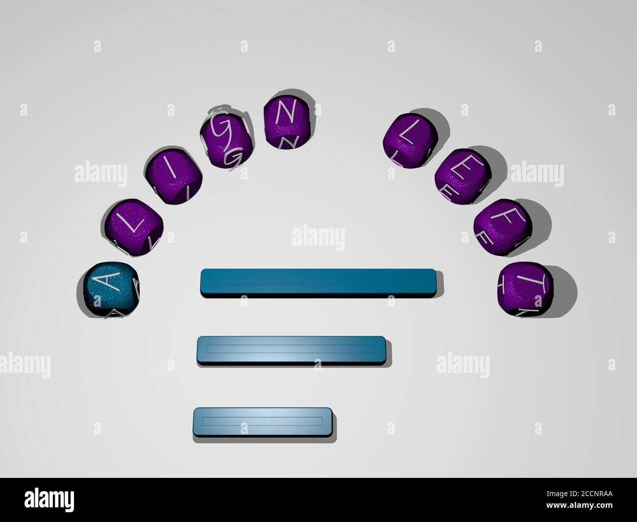 align left icon surrounded by the text of individual letters, 3D ...