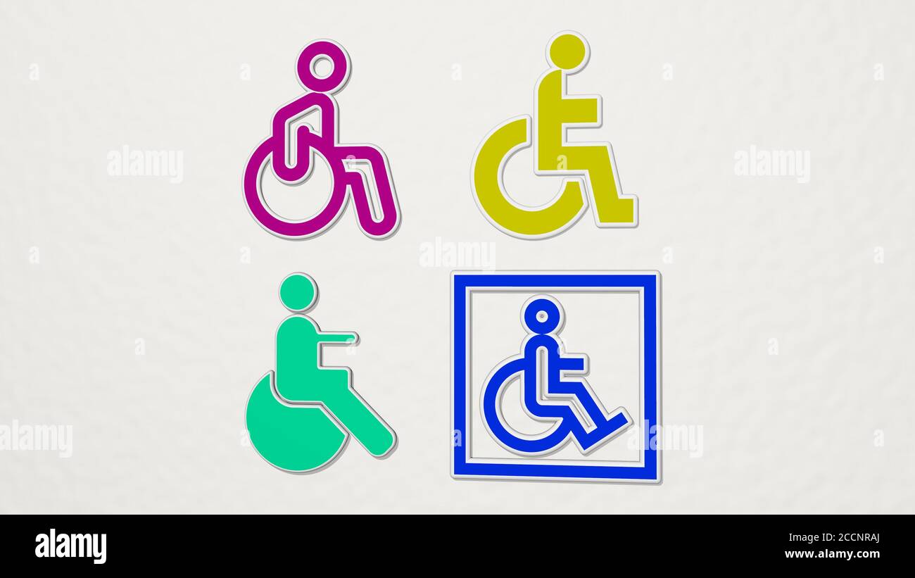 DISABILITY colorful set of icons, 3D illustration Stock Photo - Alamy