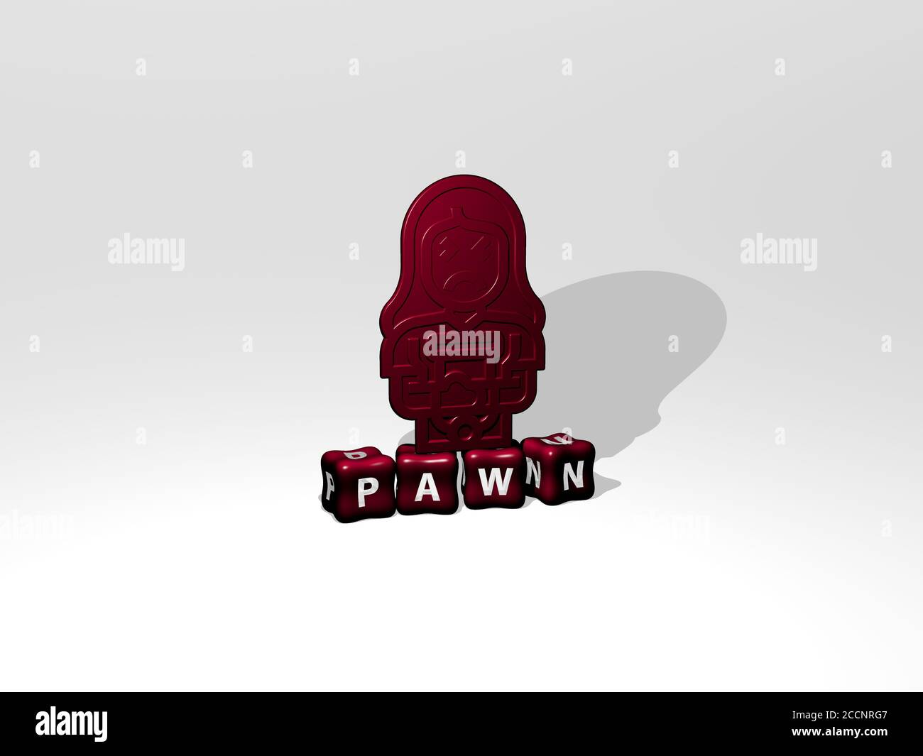 pawn 3D icon object on text of cubic letters, 3D illustration Stock ...