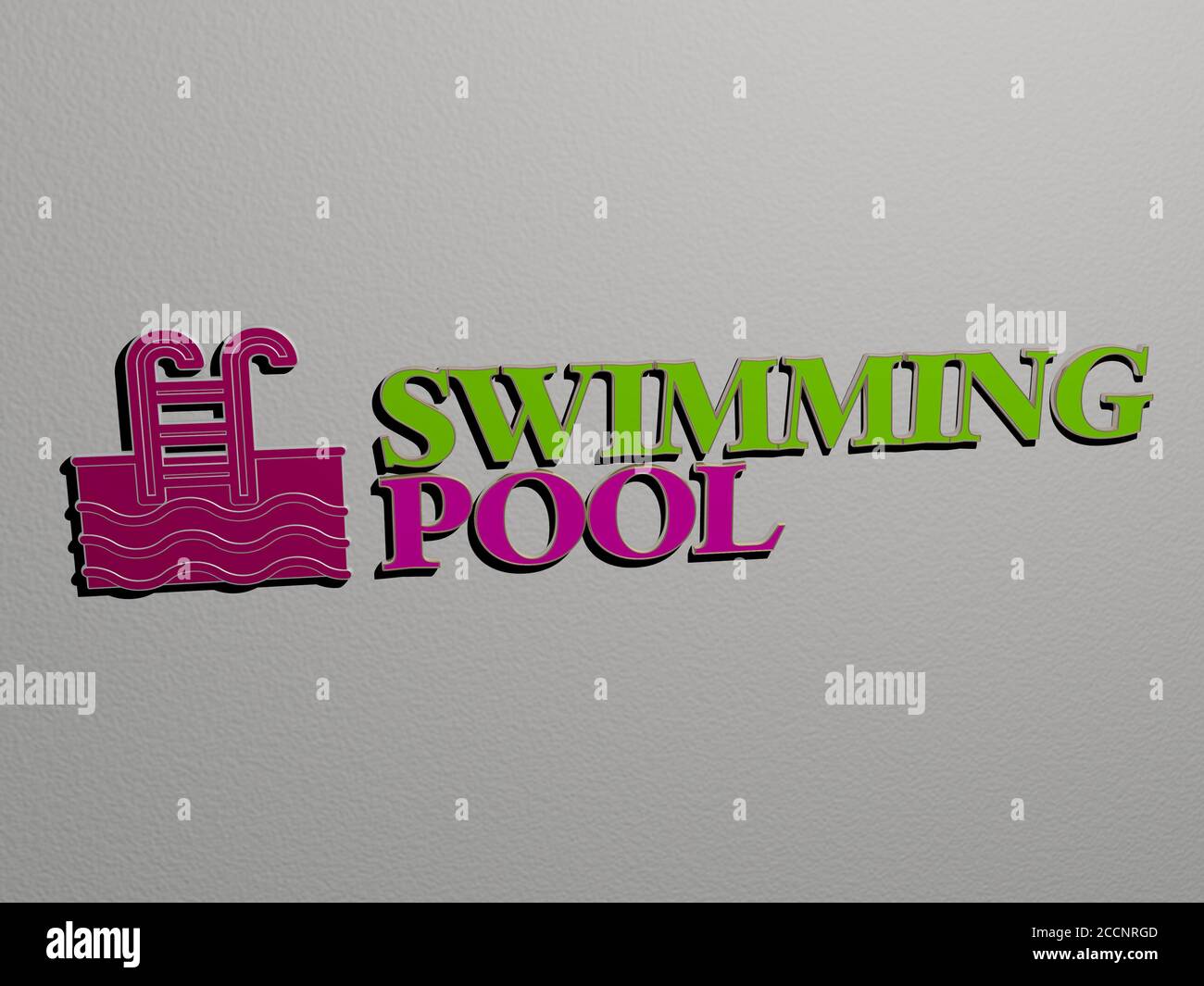 3D graphical image of SWIMMING POOL vertically along with text built by ...