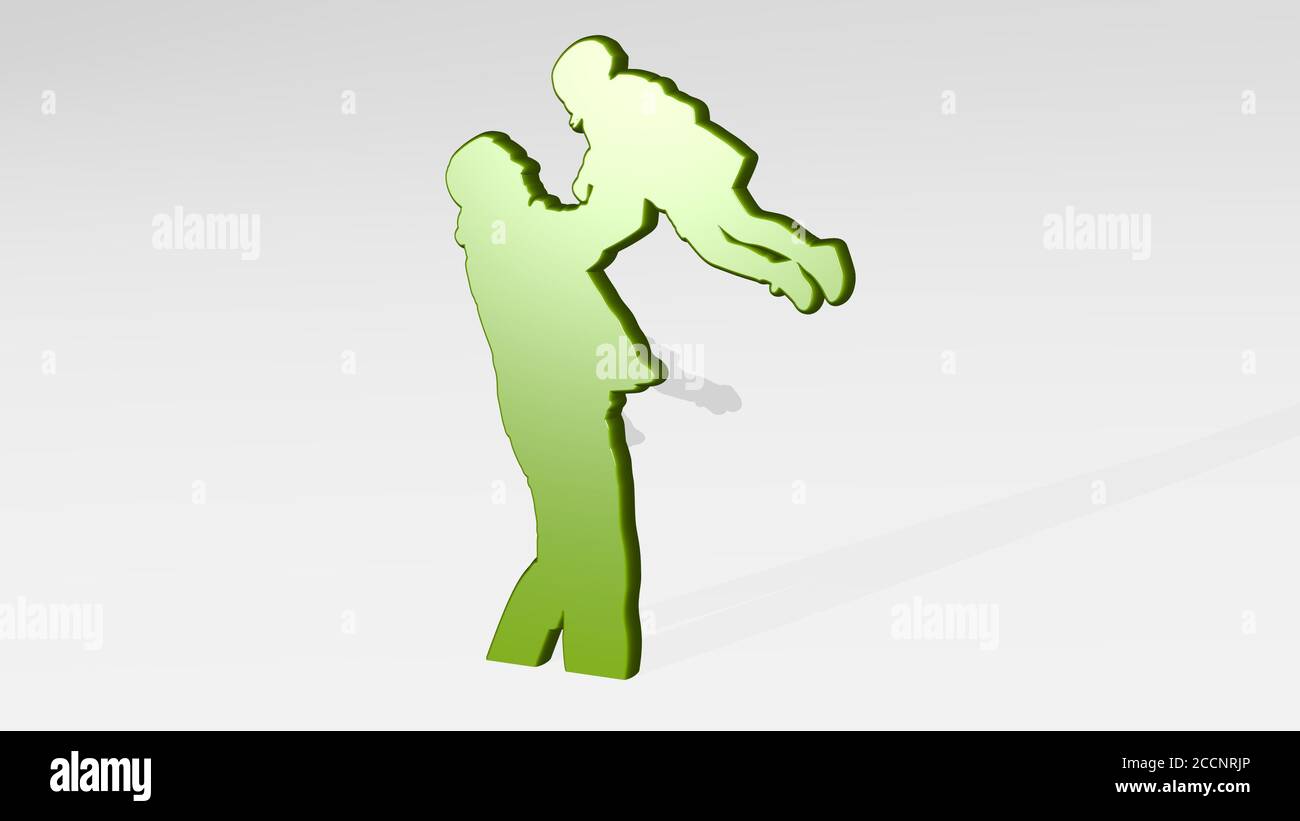 father and son 3D icon casting shadow, 3D illustration Stock Photo - Alamy