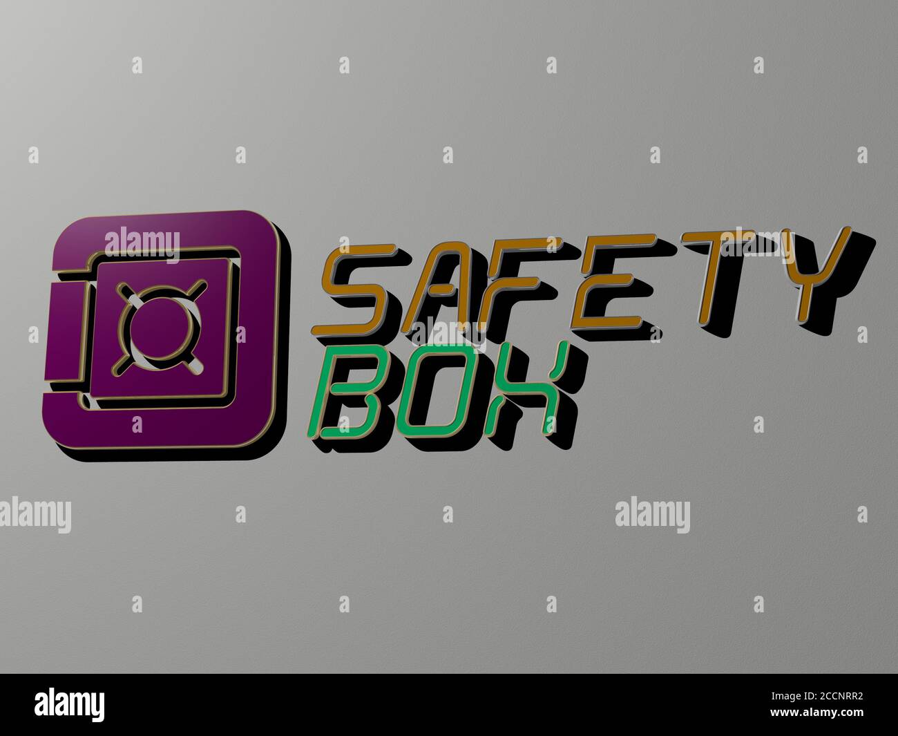 3D graphical image of safety box vertically along with text built by ...